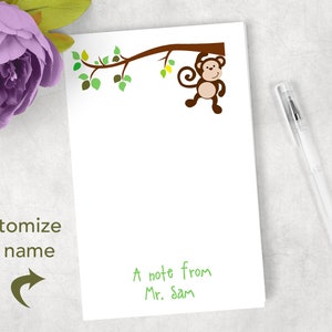 Custom Monkey Notepad, Monkey Theme Classroom, Personalized Notepad ...