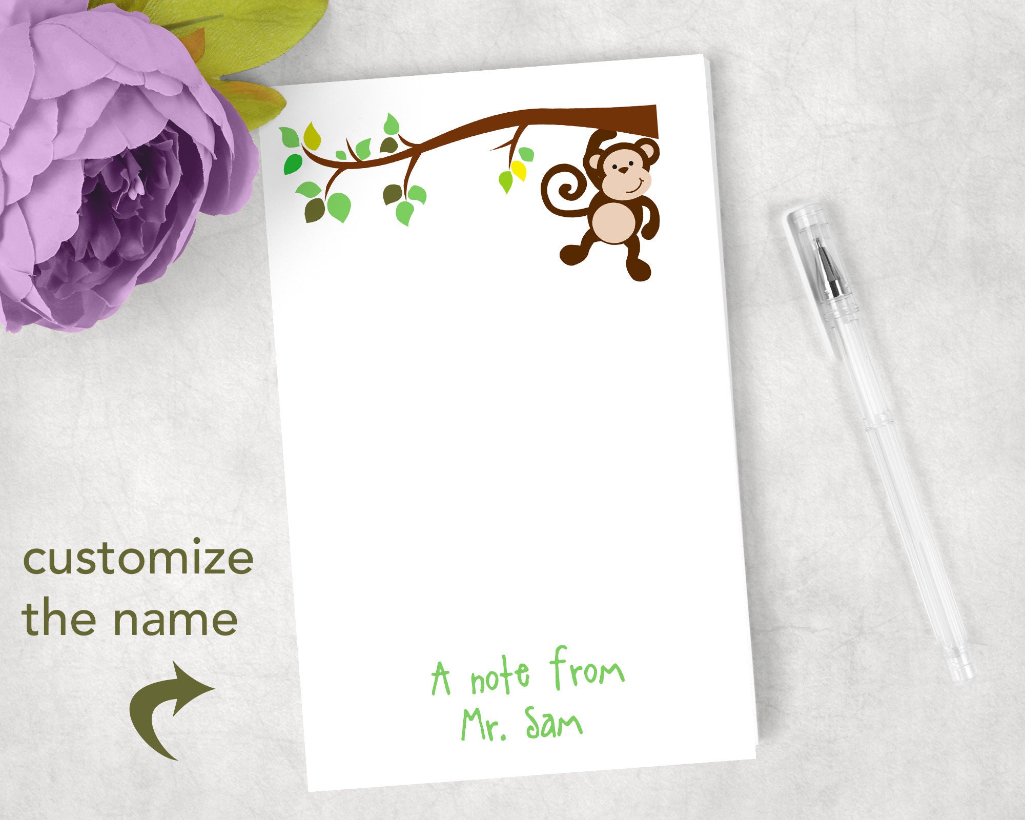 Custom Monkey Notepad Monkey Theme Classroom Monkey Notepad - Etsy