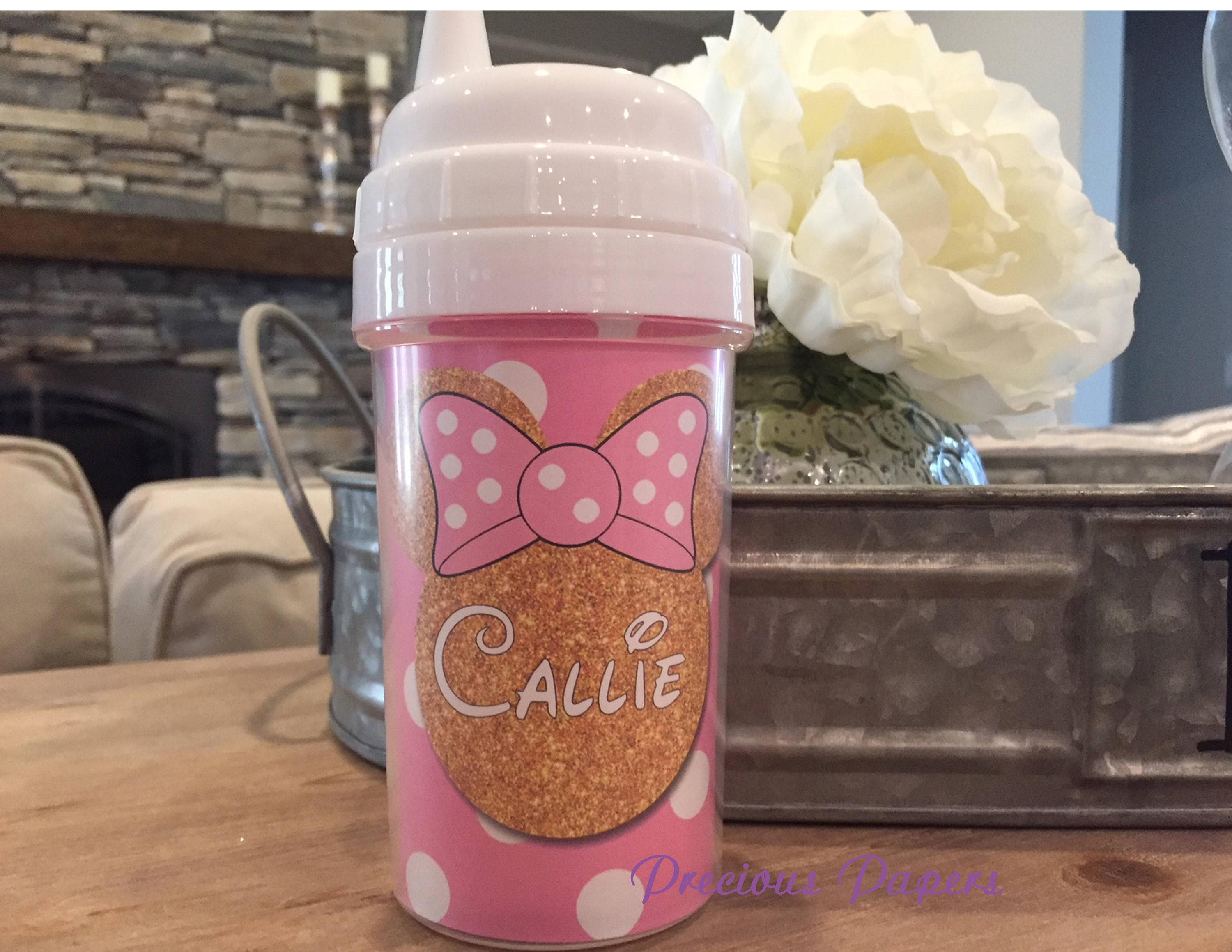 Personalized Kids Sippy Cups Pink and Gold Minnie Mouse Sippy | Etsy
