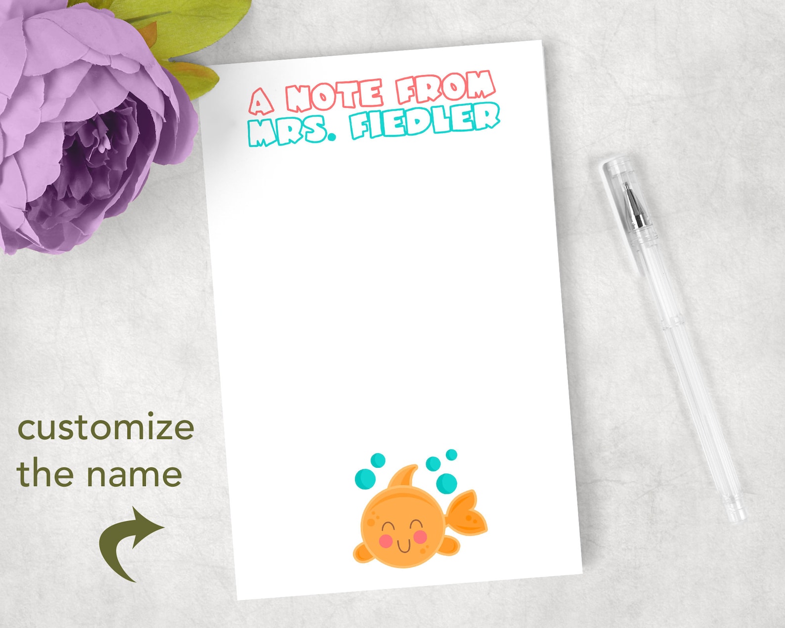 Fish notepad fish theme classroom fish notepad for a teacher - Etsy