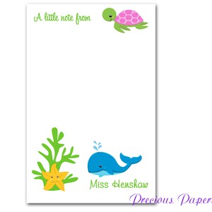 Personalized Ocean Theme Notepads, Personalized Teacher Gift, Custom ...