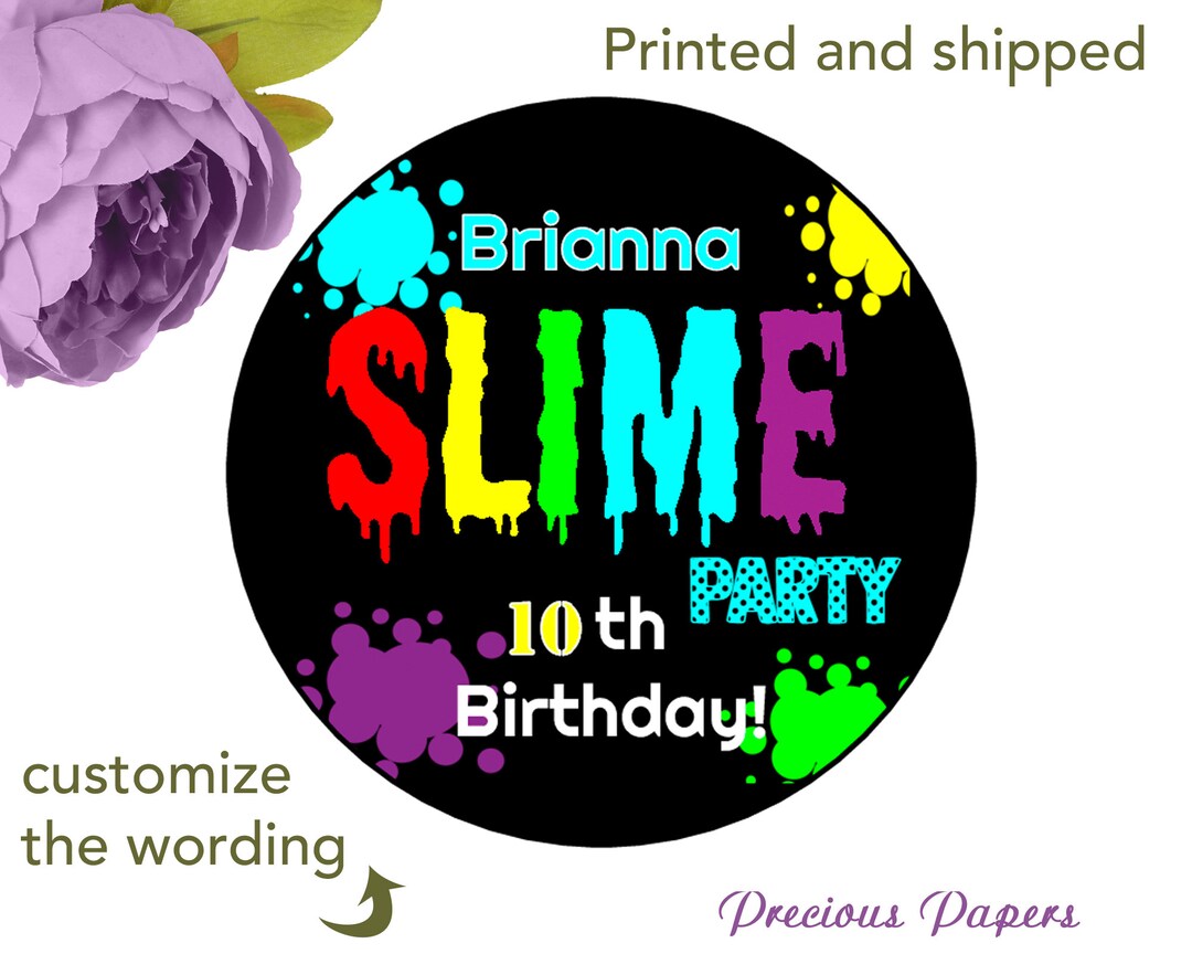 Personalized Slime Birthday Party Stickers Kids Slime Party Labels ...