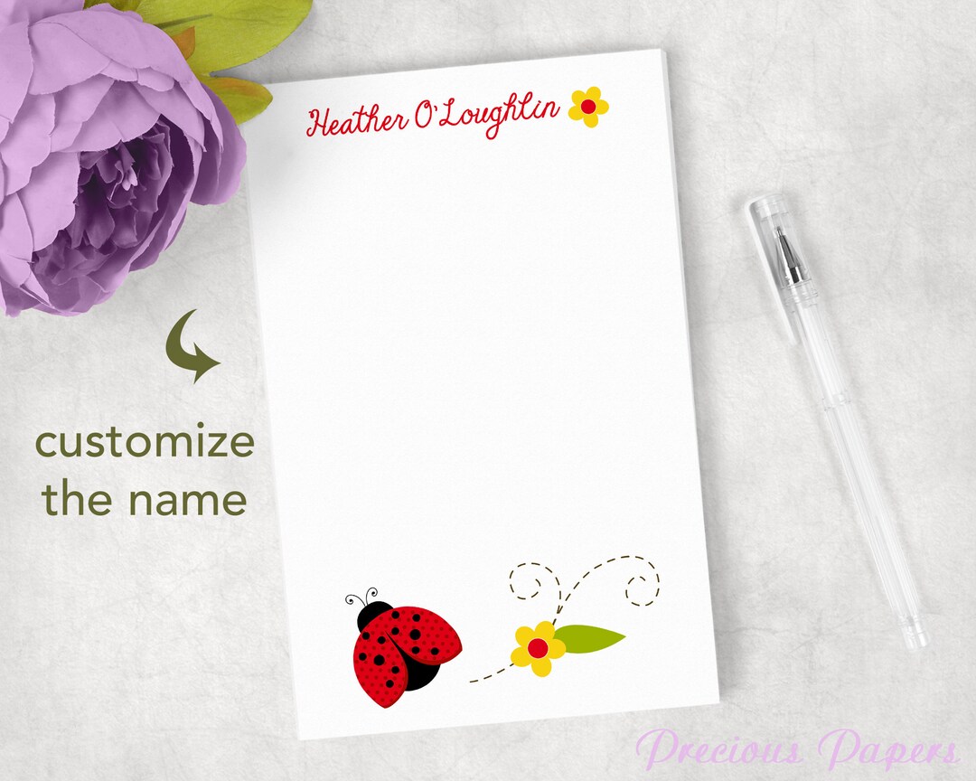 Personalized Lady Bug Notepads Personalized Teacher Gift Personalized ...