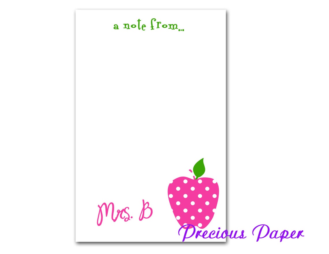 Personalized Hot Pink Teacher Note Pads Gift Personalized - Etsy