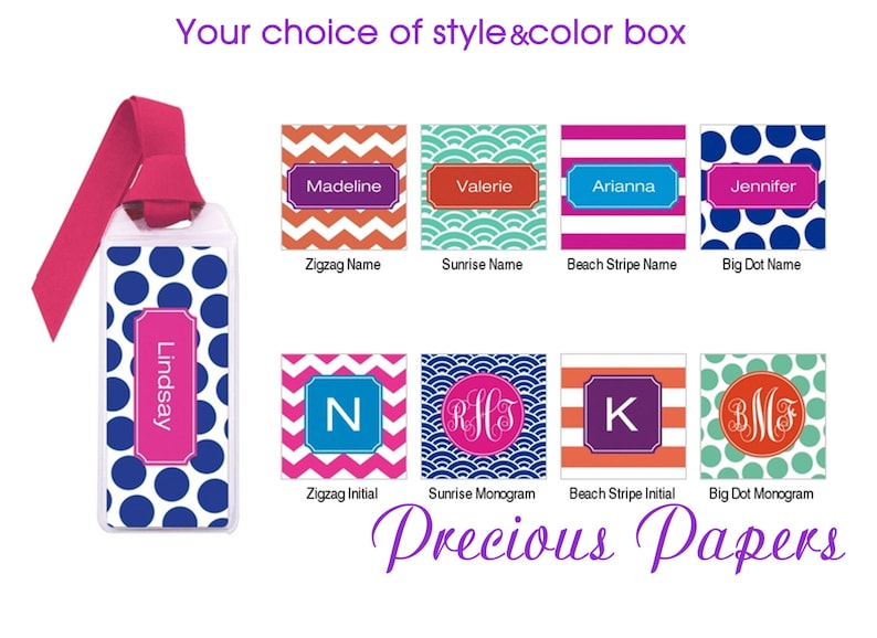 Personalized Bookmarks Chevron Print Bookmarks Monogramed | Etsy