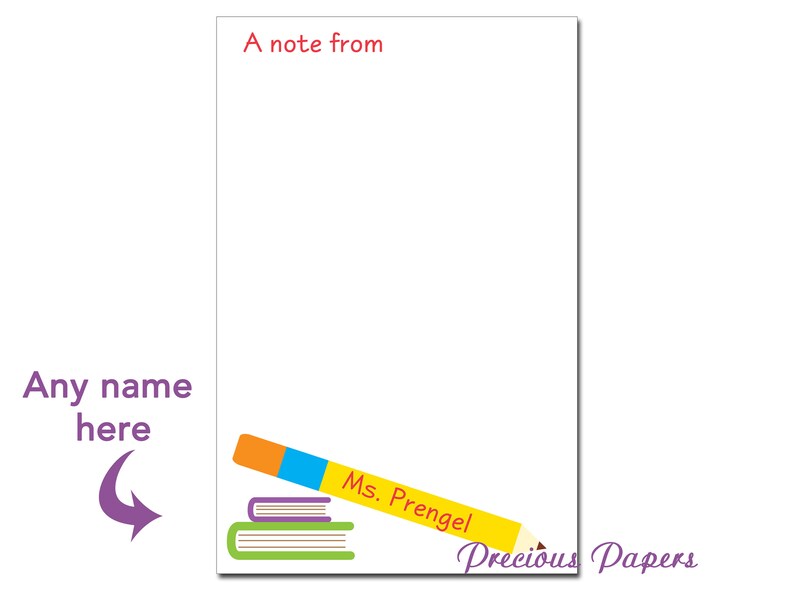 Personalized Teacher Note Pads Personalized Teacher Gift Note - Etsy