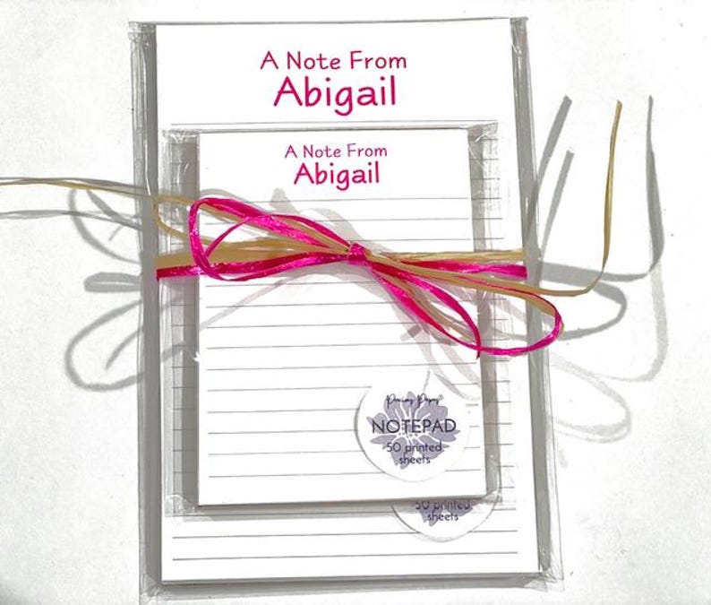 Personalized Notepad Custom Name Stationery Pad, Choose Color & Size ...
