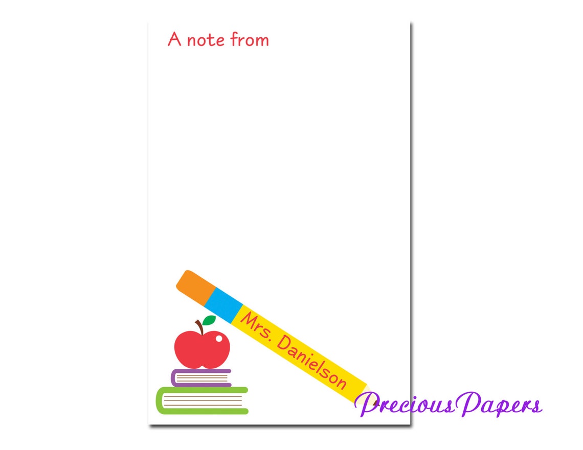 Personalized Teacher Note Pads, Personalized Teacher Gift Note Pads ...
