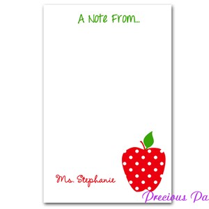 Personalized Red Polka Dot Apple Notepad, Custom Red Polka Dot Apple ...