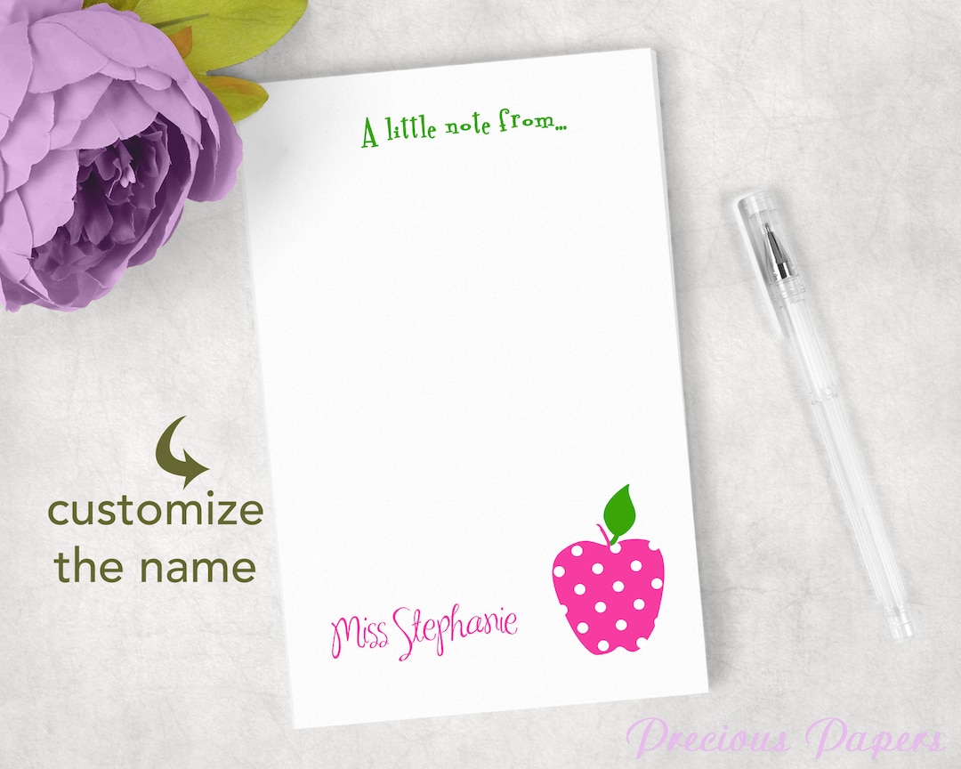 Personalized Hot Pink Teacher Note Pads Gift Personalized Teacher Pink ...