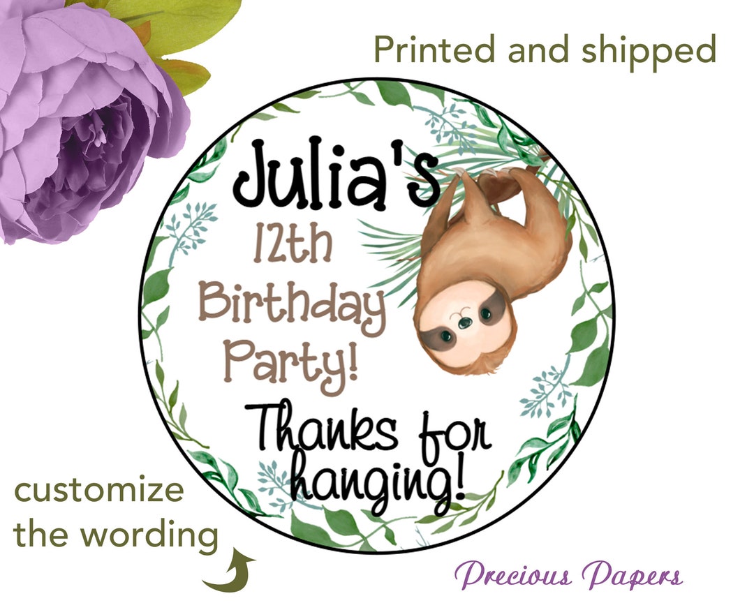 Sloth Baby Shower Sticker Sloth Birthday Party Sticker Label - Etsy