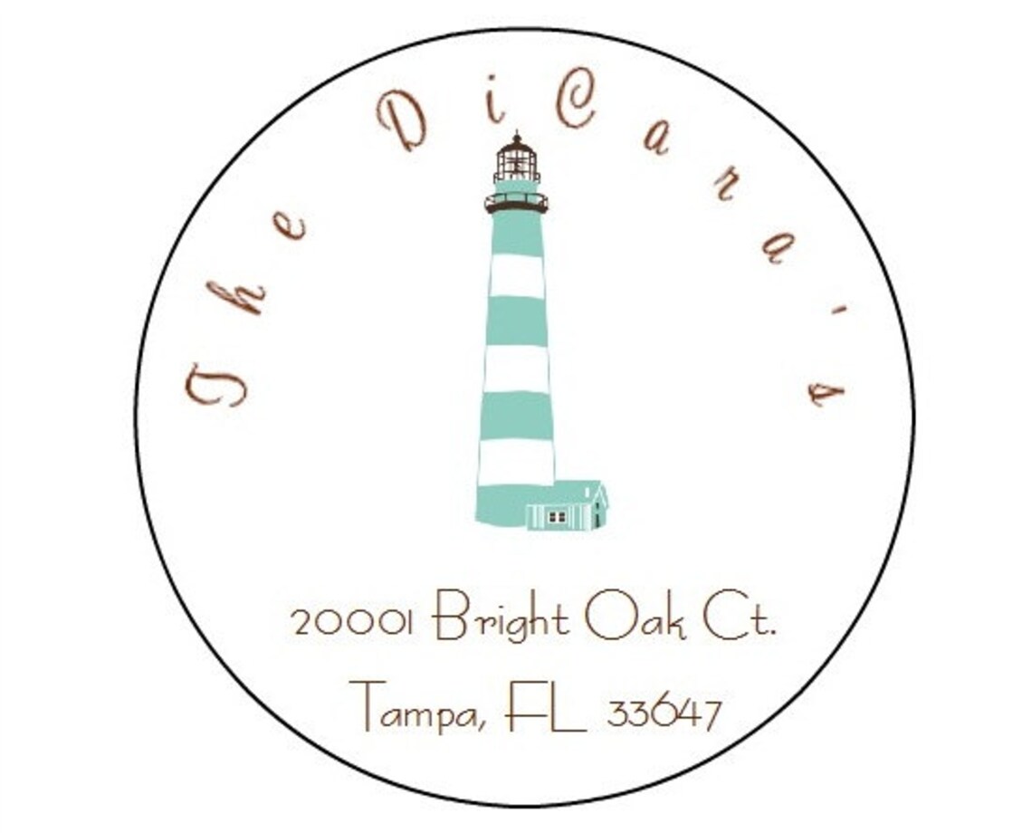 Personalized PRINTED Lighthouse Stickers Round Lighthouse - Etsy