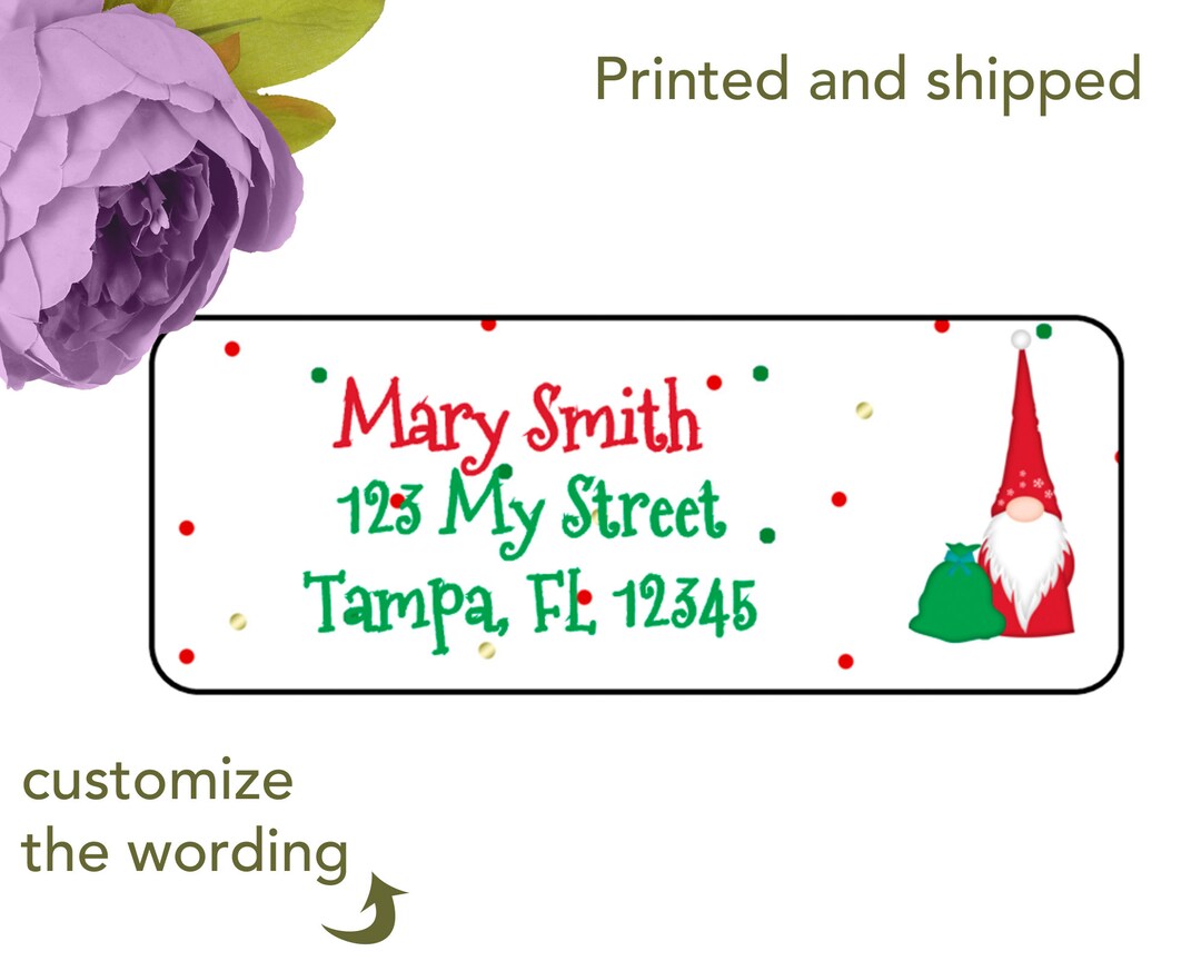 Personalized Christmas Gnome Return Address Labels Gnome Holiday Gift ...