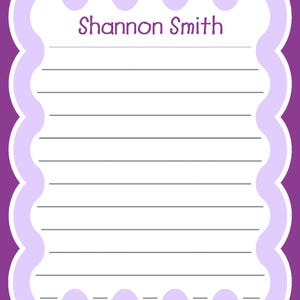 Personalized Wavy Notepad Lined/unlined Choice of Colors, Custom Wavy Border Notepad, Boys Girls ...
