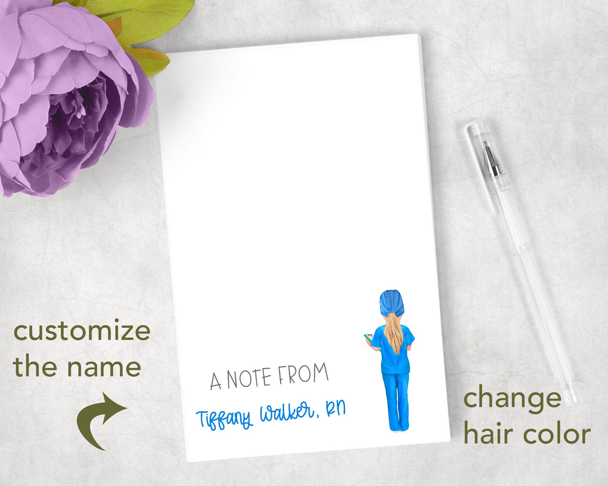 Personalized Nurse Notepads, Doctor Notepads, Custom Face and Scrubs ...