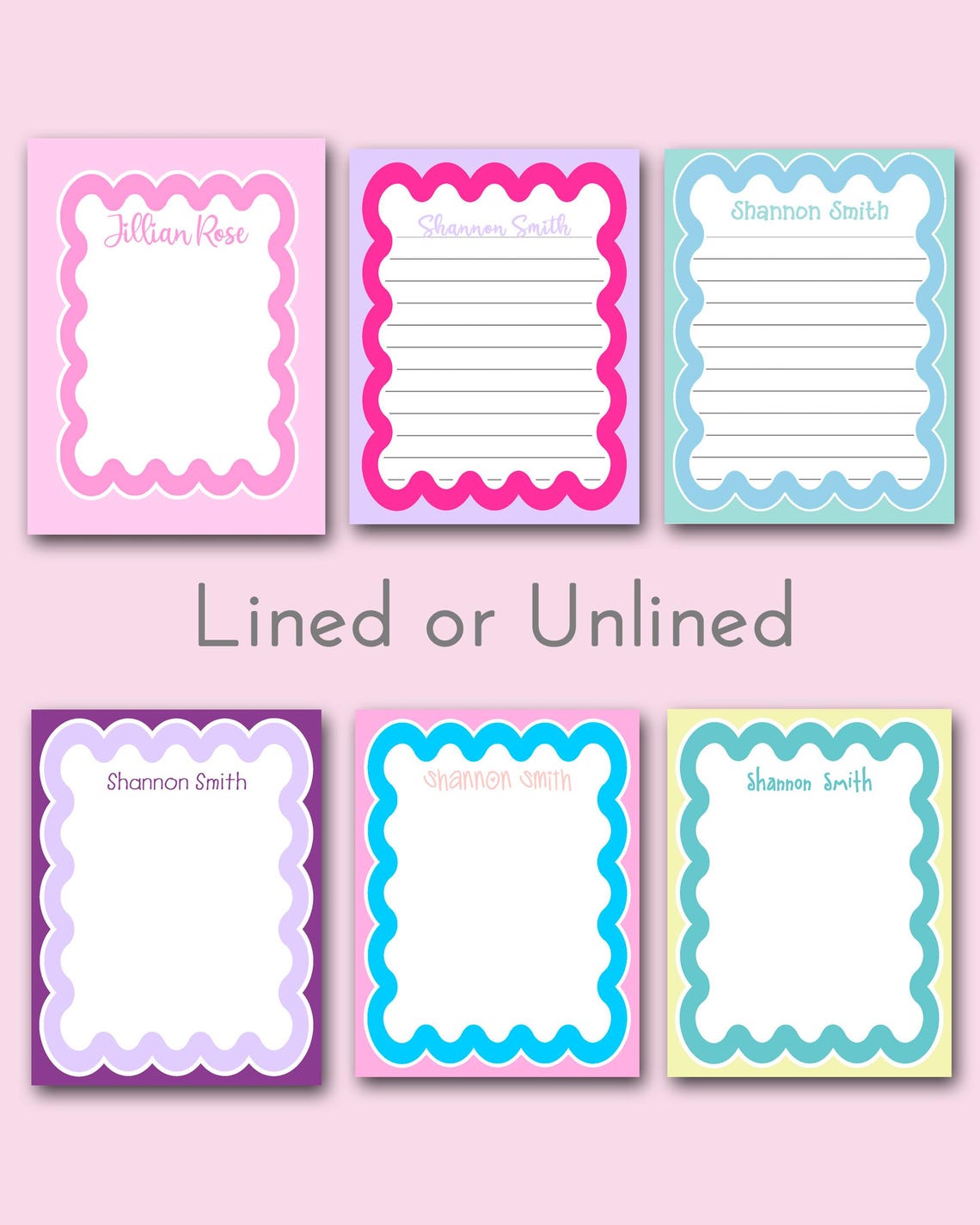 Personalized Wavy Notepad Lined/unlined Choice of Colors, Custom Wavy ...