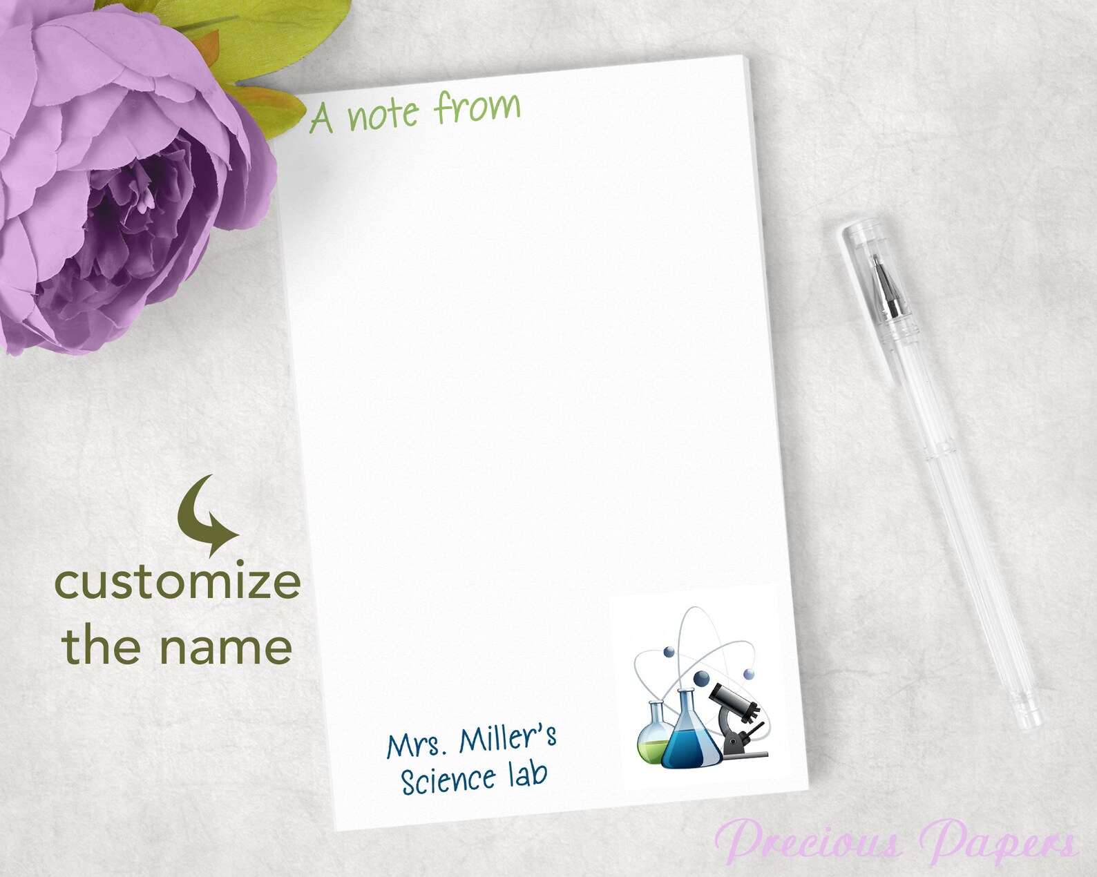 Personalized Science Teacher Notepads, Custom Teacher Appreciation ...