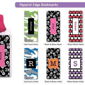 Personalized Kids Bookmarks With Ribbon Skull Bookmarks, Camo Bookmarks ...