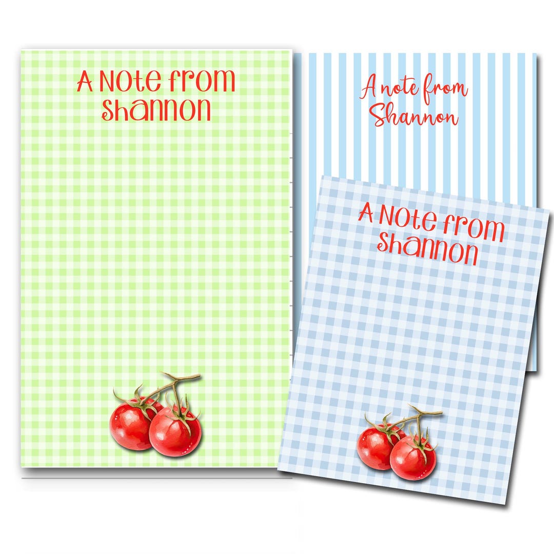 Personalized Tomato Notepad, Custom Tomato and Gingham Notepad, Custom ...