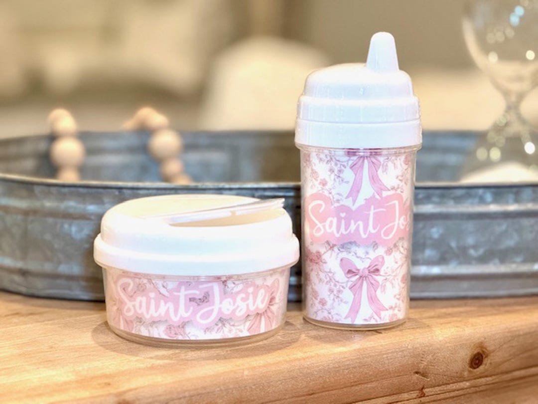 Personalized Bow Coquette Snack Cup and Sippy Cup Set - Etsy