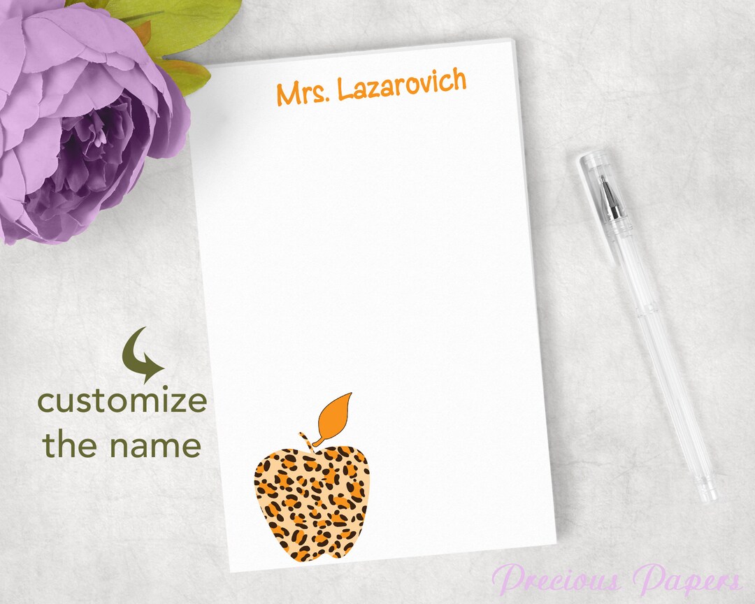 Custom Leopard Print Notepads, Teacher Notepads, Personalized Teacher Gift, Custom Teacher ...