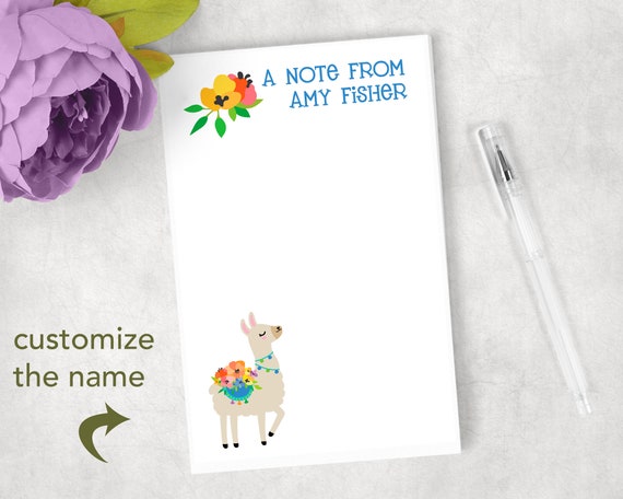 Personalized Llama Notepad Llama Notepad Llama Note Pad Alpaca | Etsy