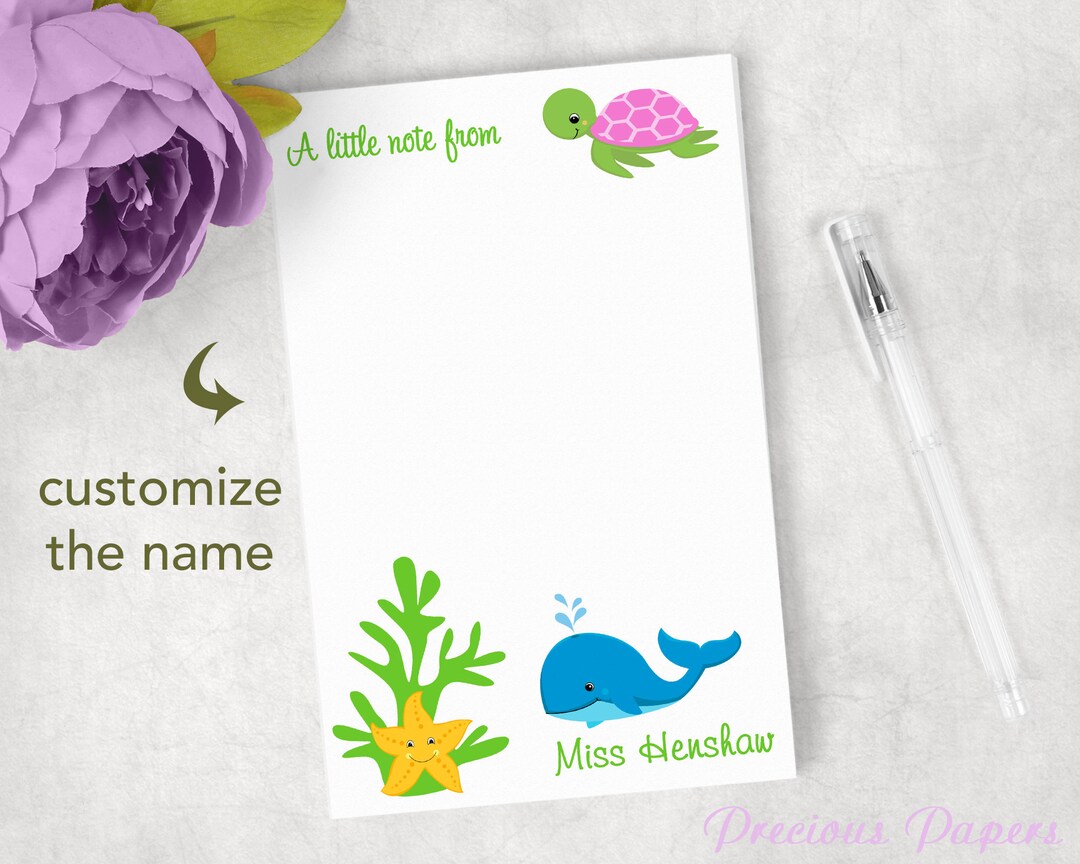 Personalized Ocean Theme Notepads, Personalized Teacher Gift, Custom ...