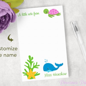 Personalized Ocean Theme Notepads, Personalized Teacher Gift, Custom ...