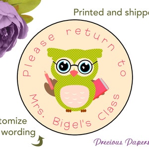 Personalized PRINTED Owl Classroom Stickers Back to School Library ...