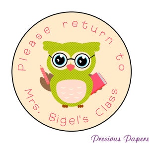 Personalized PRINTED Owl Classroom Stickers Back to School Library ...