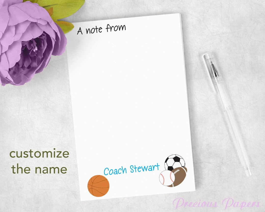 Personalized Gym Teacher Notepad, Custom Notepad With Sports Balls ...