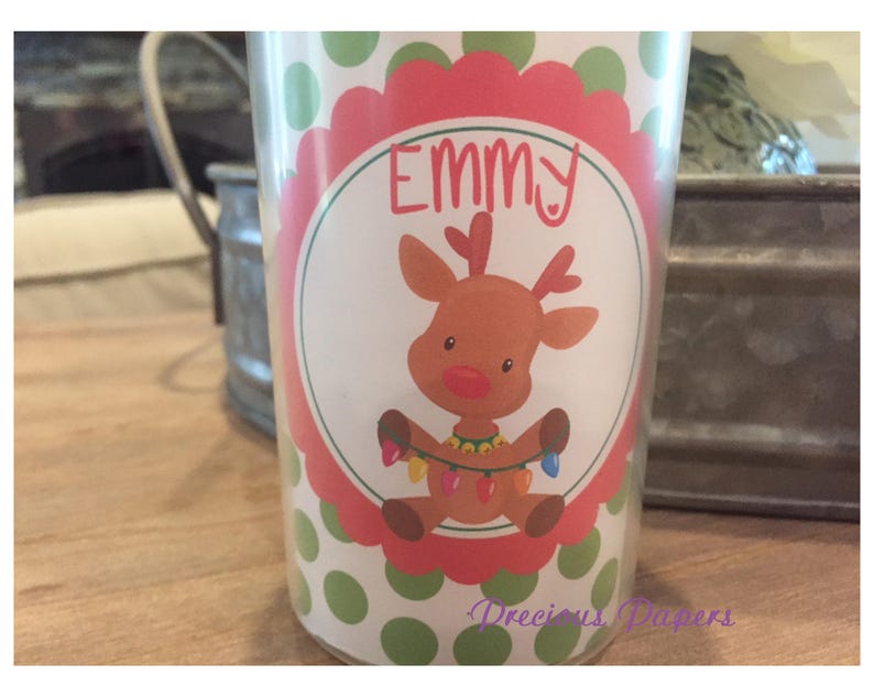 Personalized Kids Christmas Sippy Cup - Reindeer Rudolph Snowman Sippy ...