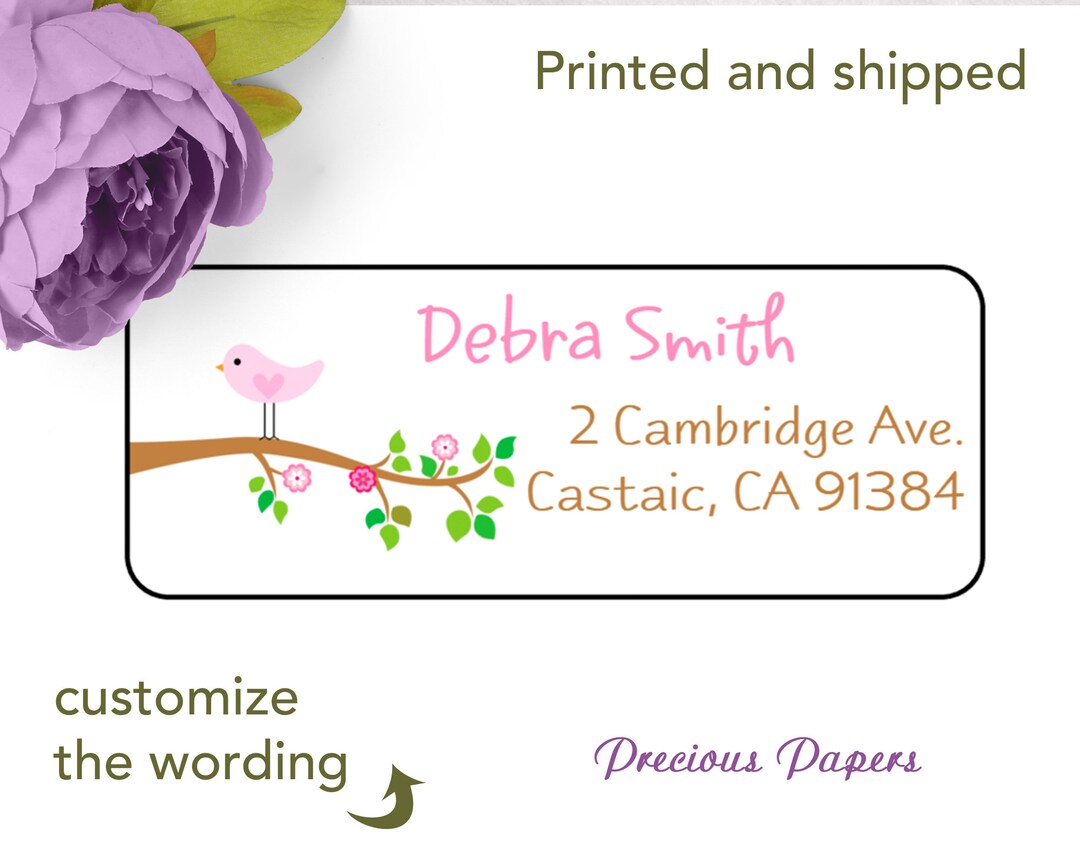 60 Bird Return Address Labels Personalized PRINTED Bird Labels Bird ...