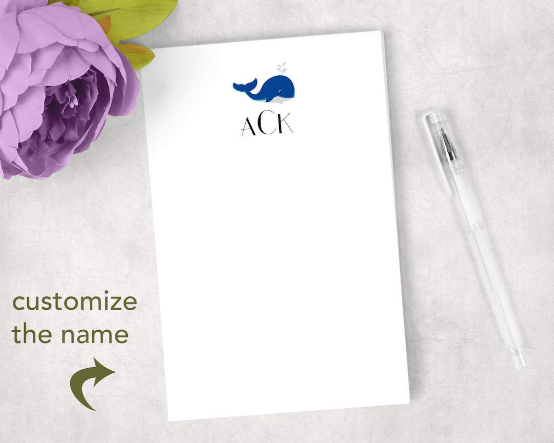 Whale Notepads, Ocean Theme Note Pads, Personalized Teacher Gift, Whale ...