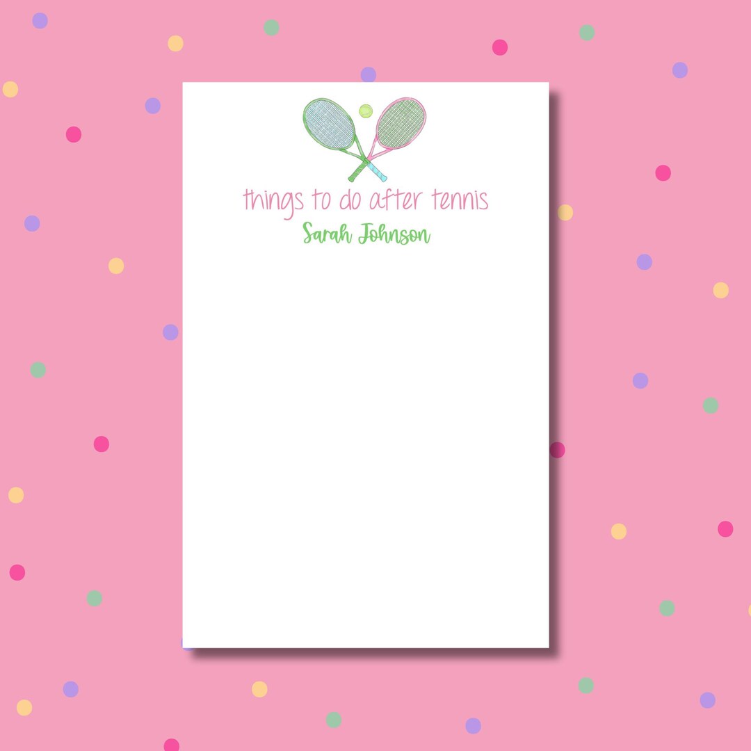 Personalized Tennis Notepads, Ladies' Tennis Notepads, Women's Tennis ...