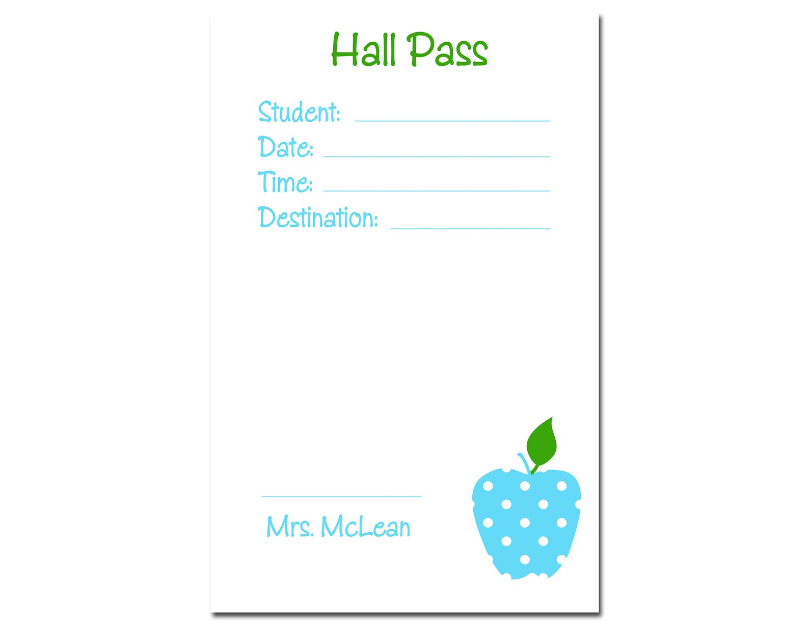 Personalized Teachers Hall Pass Notepad Hall Pass Notes Hall - Etsy