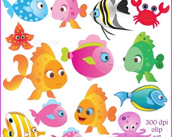 Colorful Fish Art | Etsy