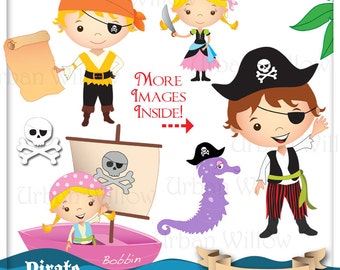 Pirate Girl Clipart | Etsy