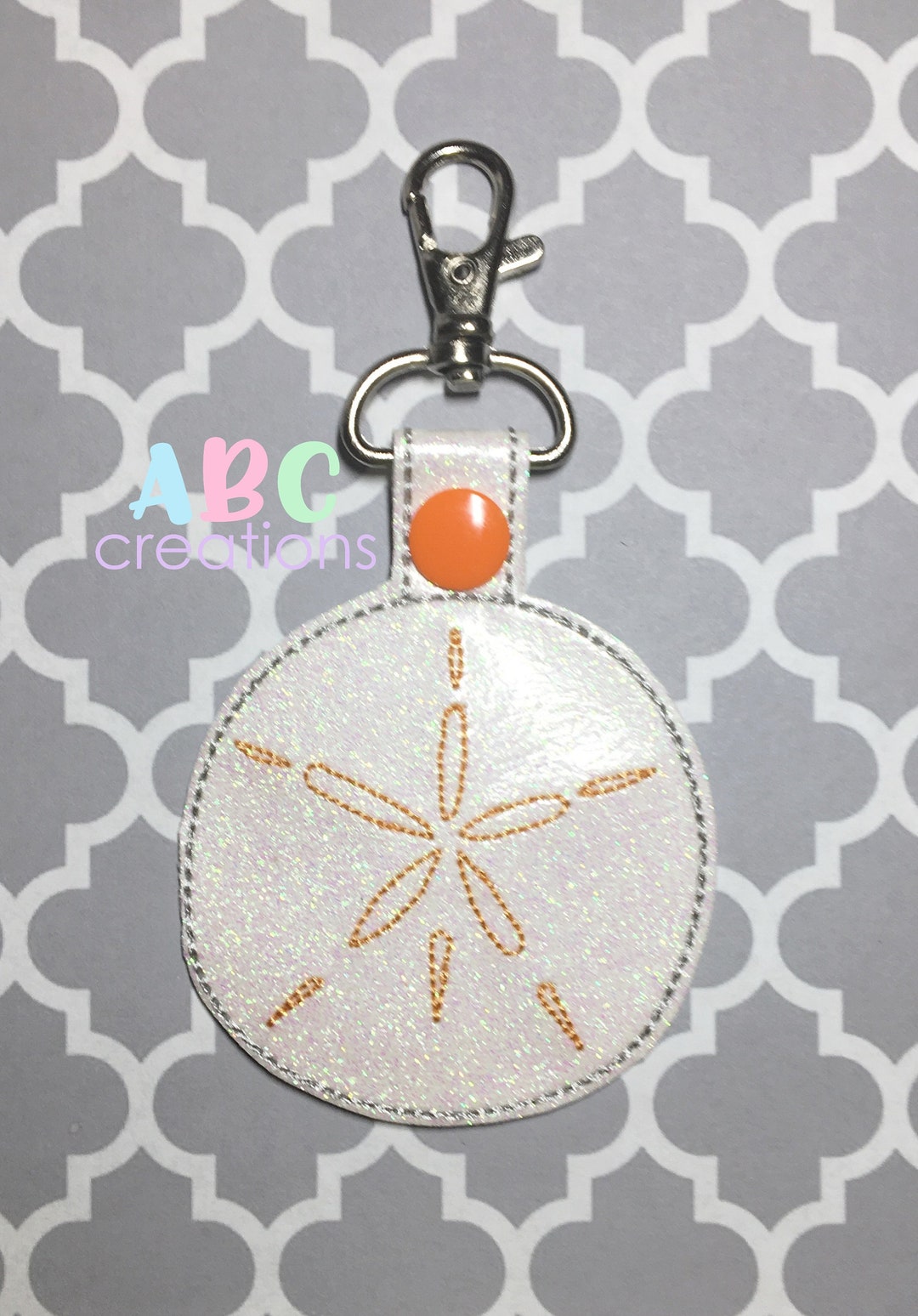 Sand Dollar Snap Tab, Beach, Key Chain, Key Fob, Snap Tab, ITH, Digital ...