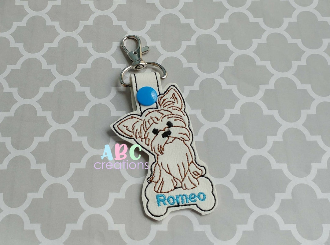 Yorkie Bone, Custom Name, Yorkie, Dog, Key Chain, Key Fob, Snap Tab, in ...