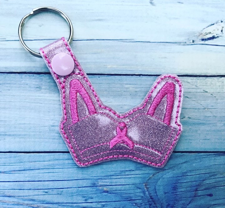 Breast Cancer Top Breast Cancer Bra Key Chain Key Fob Snap | Etsy