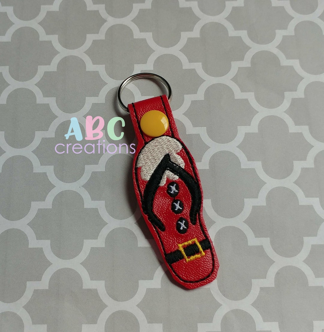 Christmas Sandal Key Chain, Santa Key Chain, Custom Name, Key Chain ...