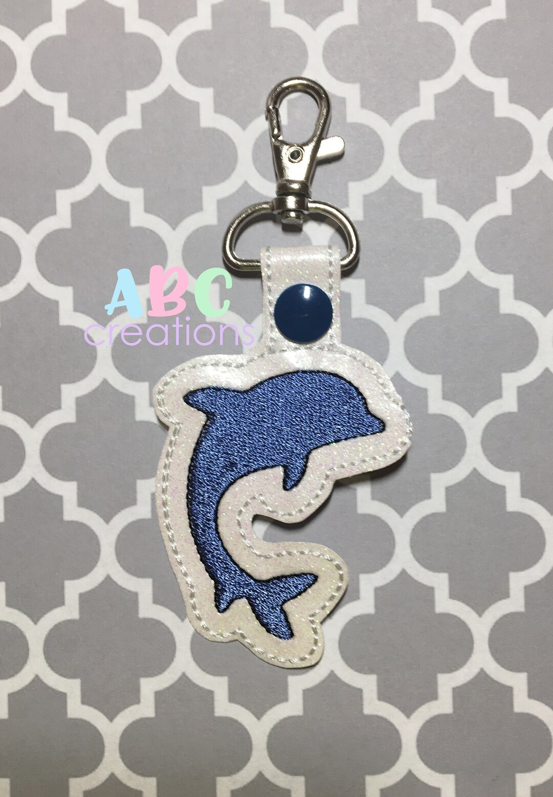 Dolphin Snap Tab, Key Chain, Key Fob, Snap Tab, ITH, Digital File ...