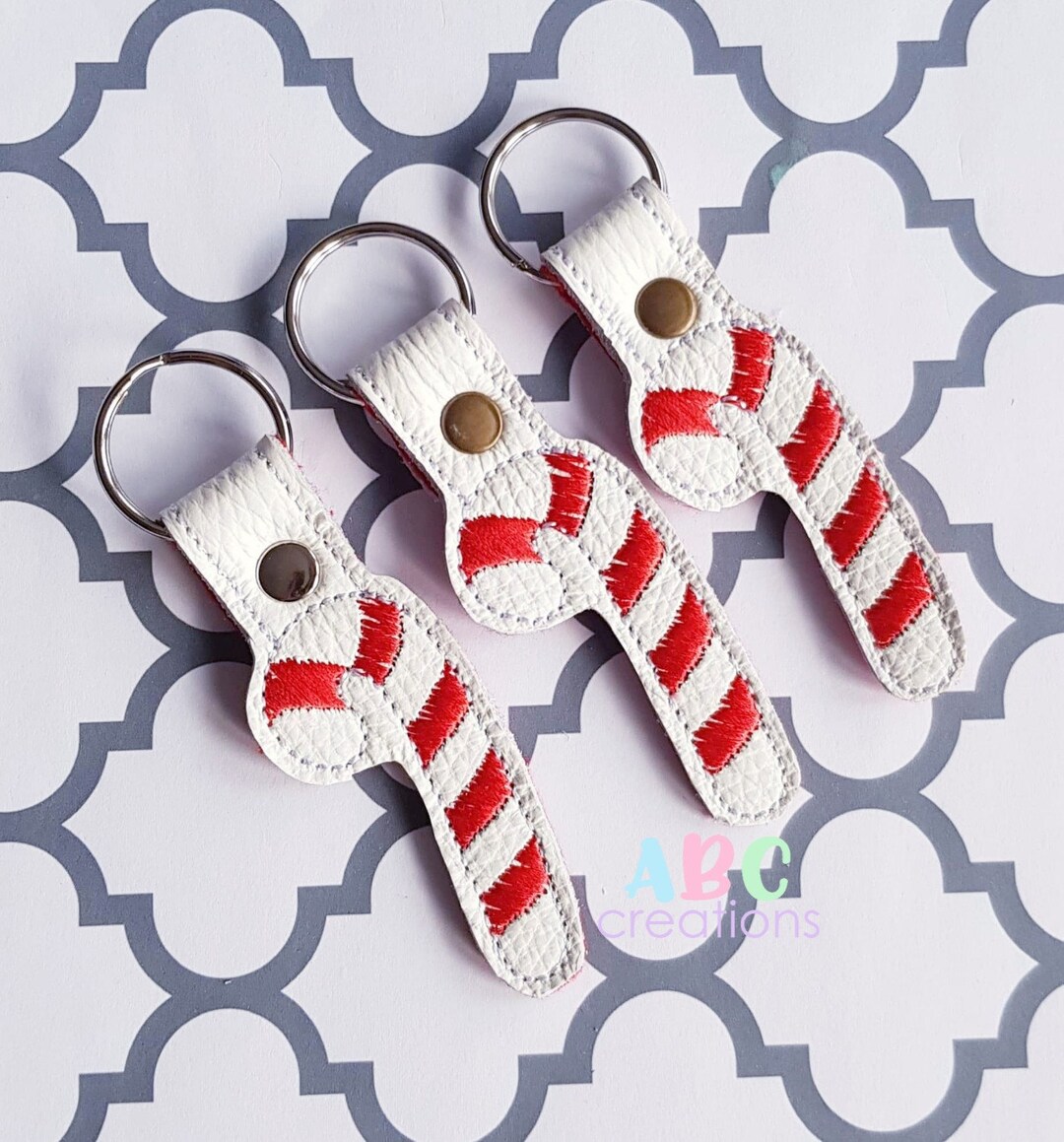 Candy Cane Key Chain, Key Chain, Key Fob, Snap Tab, ITH, Digital File ...