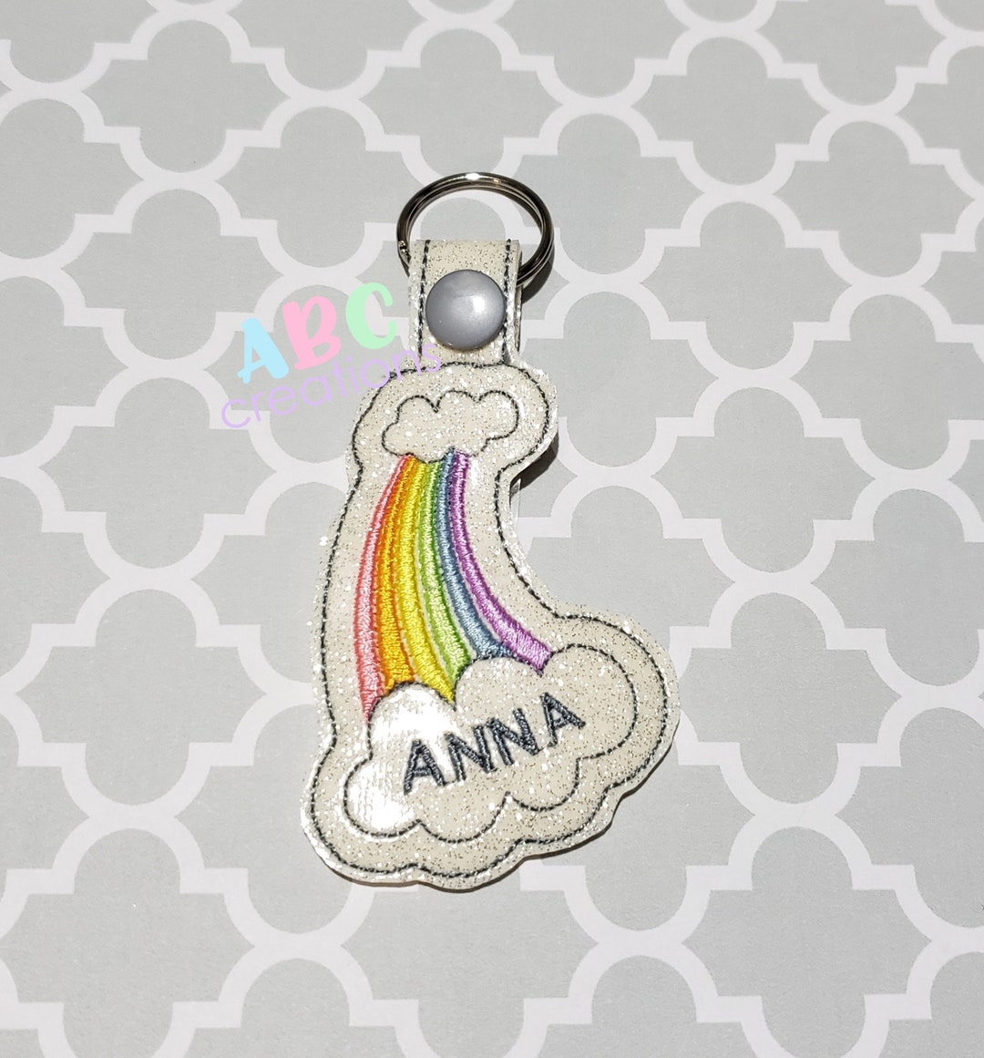 Rainbow Clouds Key Chain, Rainbow, Weather, Key Chain, Custom Name, Key ...