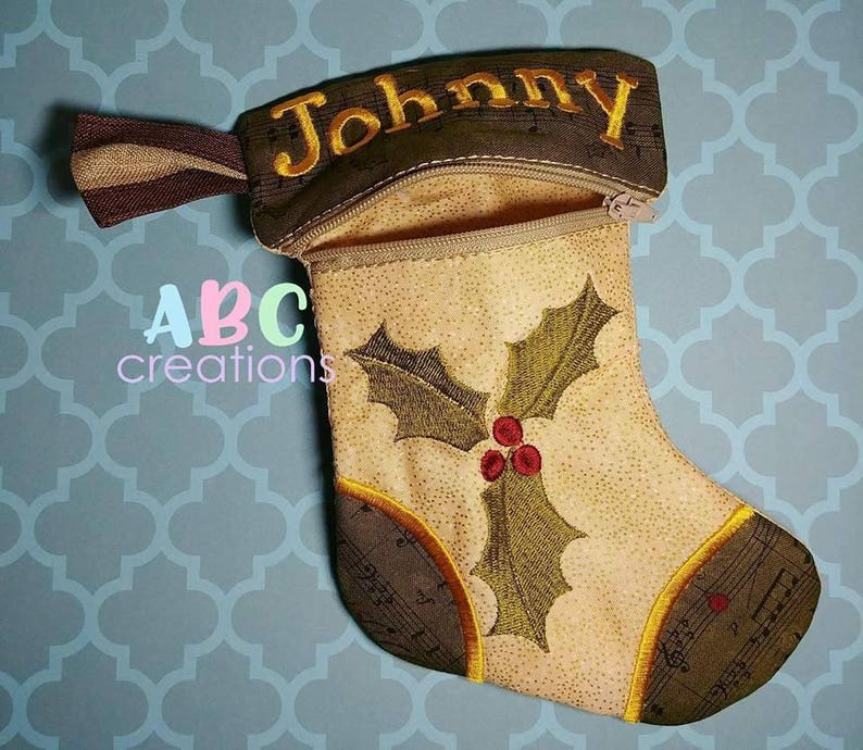 Mistletoe Lined Zipper Stocking Christmas Stocking Zipper - Etsy