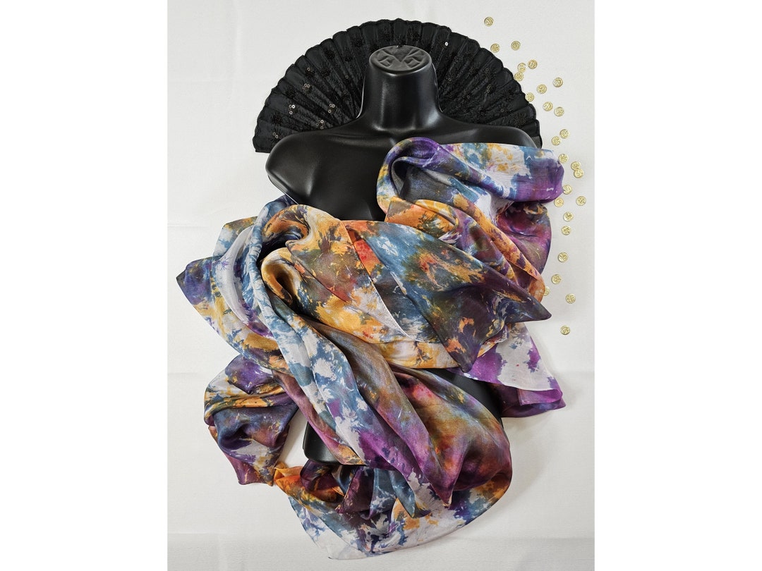 Handmade Ice-dyed Silk Belly Dance Veil, Hobotai Sarong, Swimsuit Cover ...