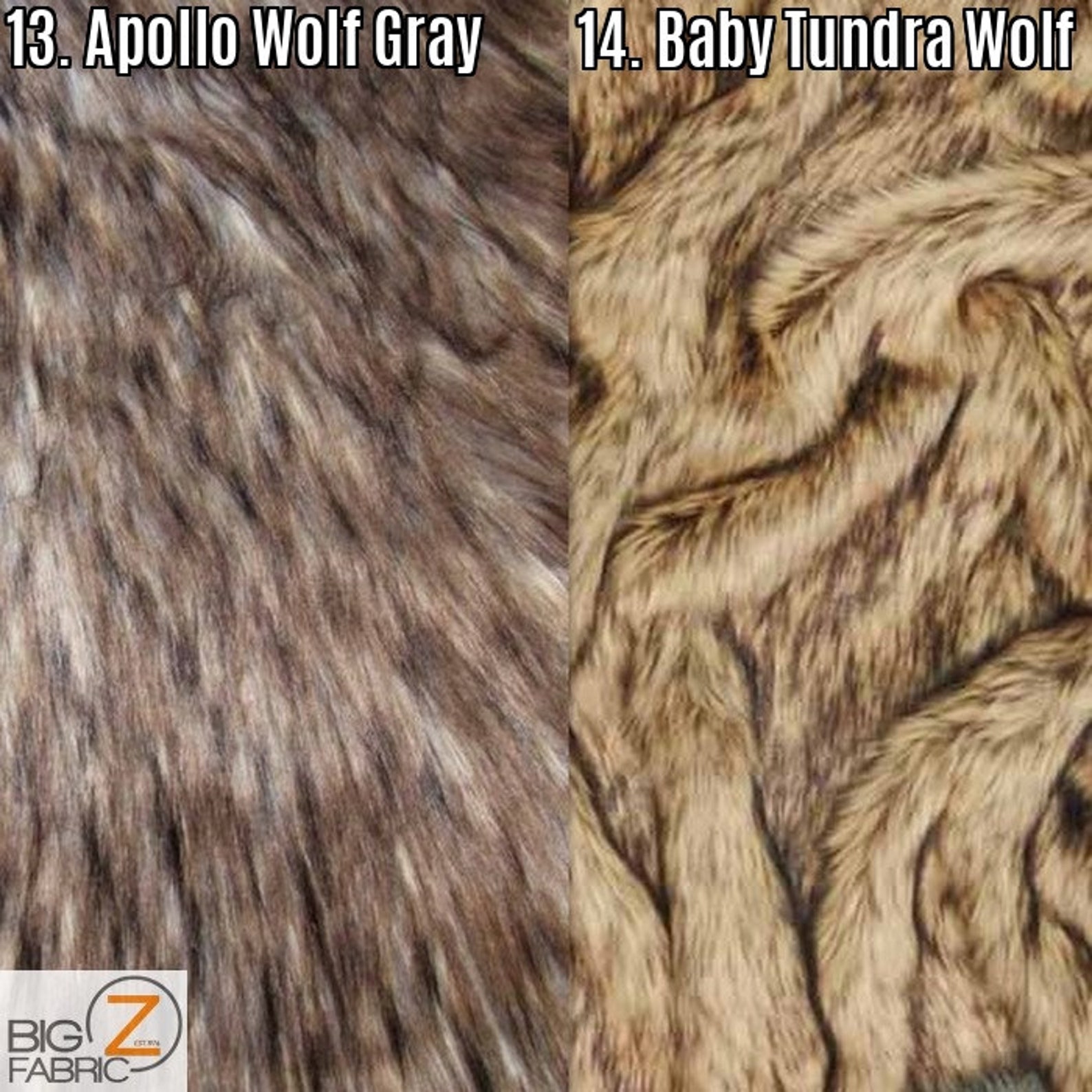 Faux Fake Fur Animal Coat Costume Fabric wolf Series 22 Colors Sold by ...