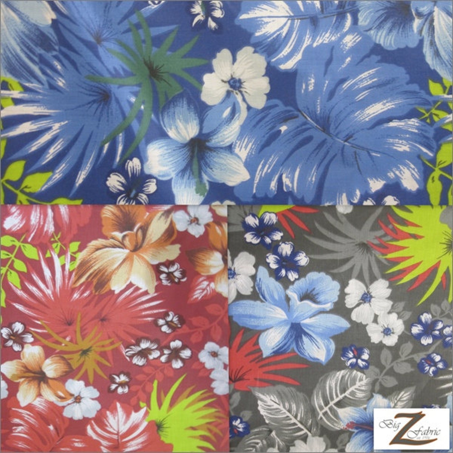 Poly Cotton Printed Fabric Flower Mix - GRAY - 58"/59" Width Sold by ...