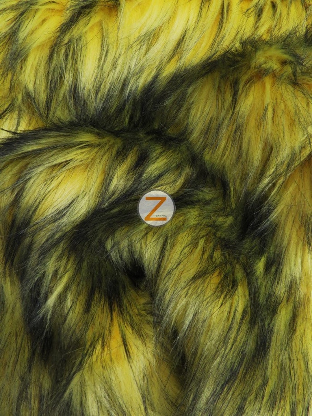 Faux Fake Fur Arctic Alaskan Husky Long Pile Fabric - YELLOW - Sold by ...